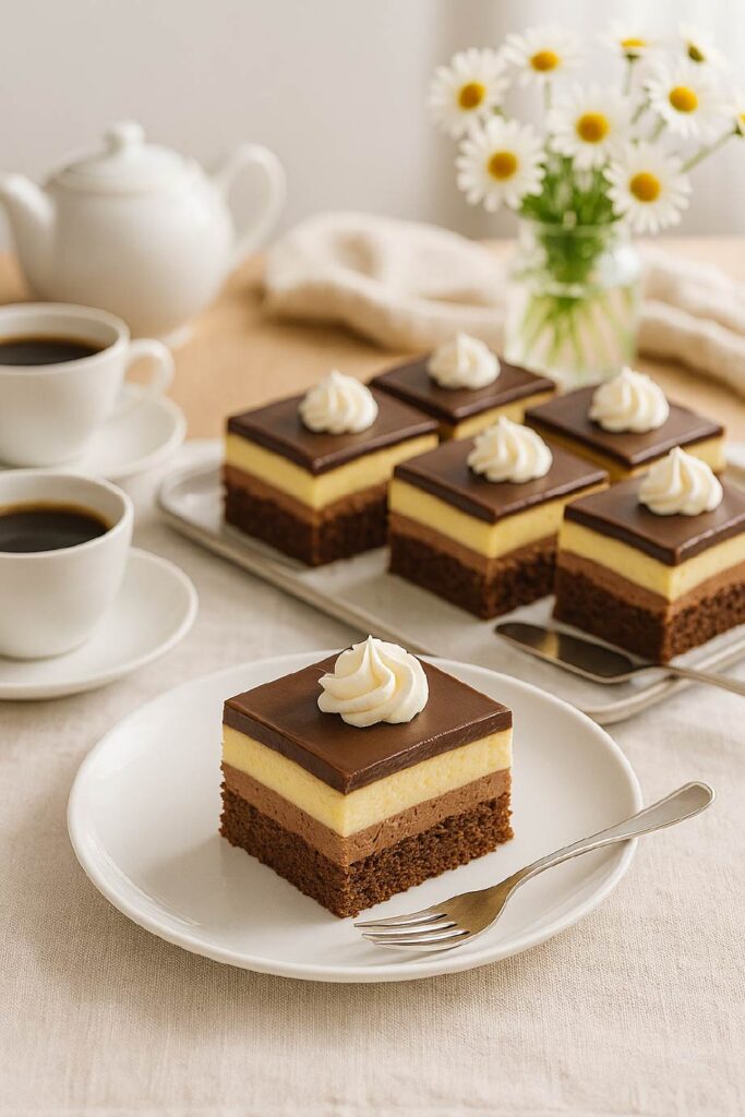 Schoko Pudding Schnitten vom Blech – Cremiger Blechkuchen - Culineli